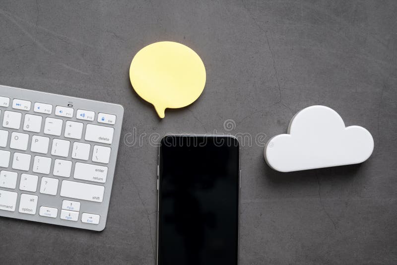 Cloud Technology Icon for Global Business Concept on a Desk from Top ...