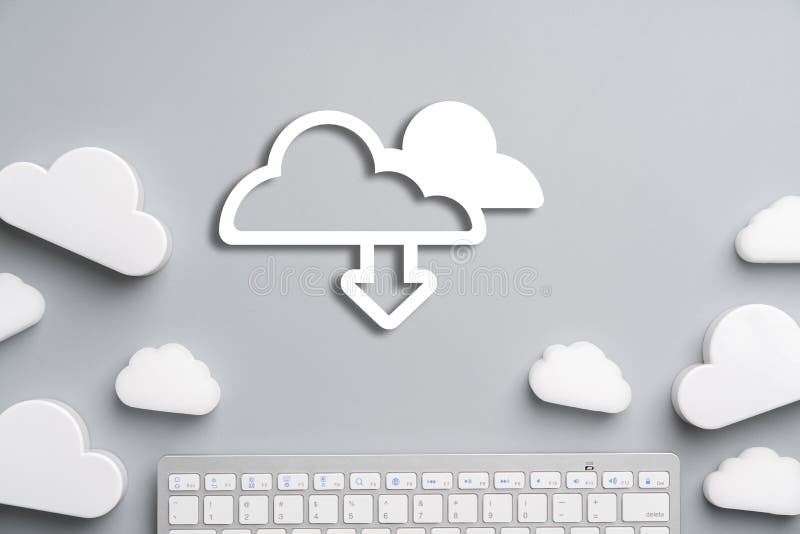 Cloud Technology Icon for Global Business Concept on a Desk from Top ...