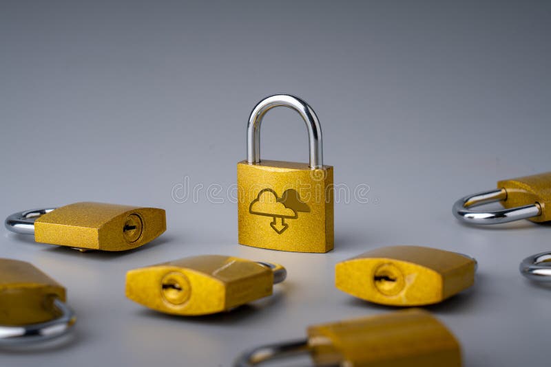 Cloud Technology Icon on the Key Lock for Online Shopping Global ...
