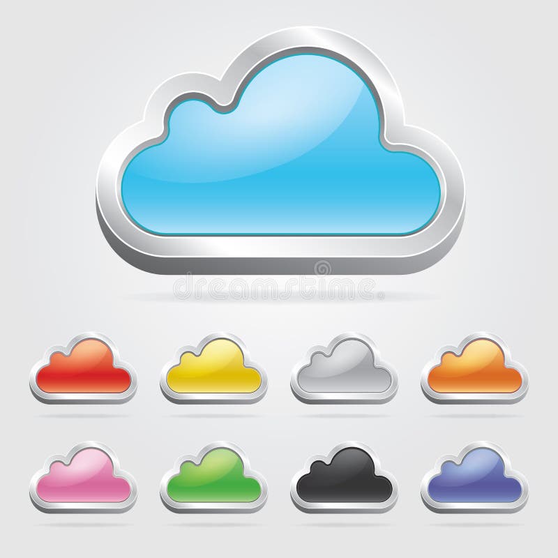 Cloud Technology Icons Set. Stock Vector - Illustration of database ...