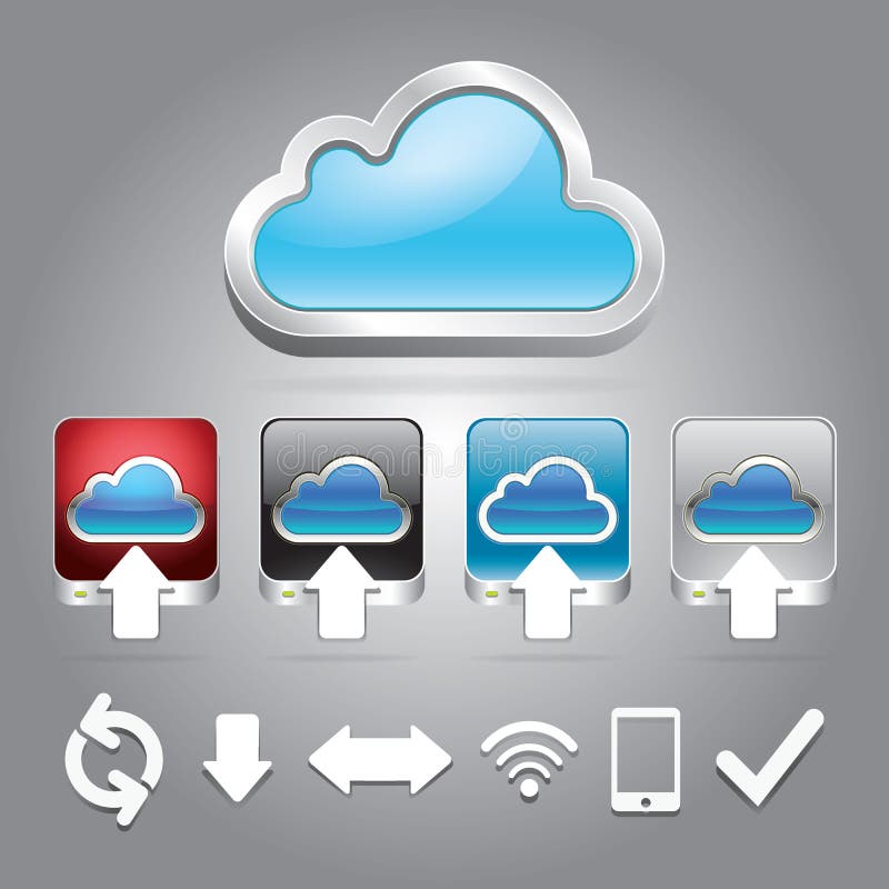 Cloud Technology Icons Set. Stock Vector - Illustration of database ...