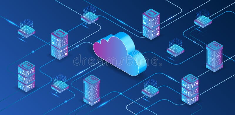 Cloud Technology Isometric Background. Computer Technology, Server Room ...