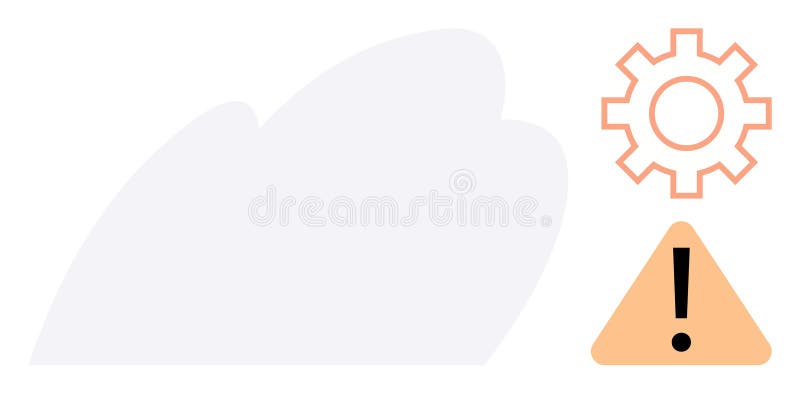 Cloud Technology Issue Concept with Gear and Warning Sign Visualization ...
