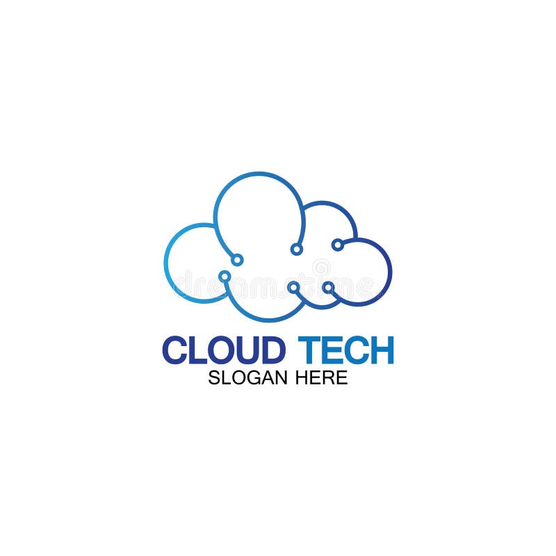 Cloud Technology Logo Icon Template.Cloud Symbol with Circuit Pattern ...