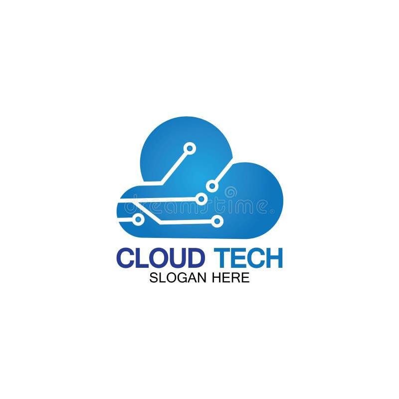 Cloud Technology Logo Icon Template.Cloud Symbol with Circuit Pattern ...