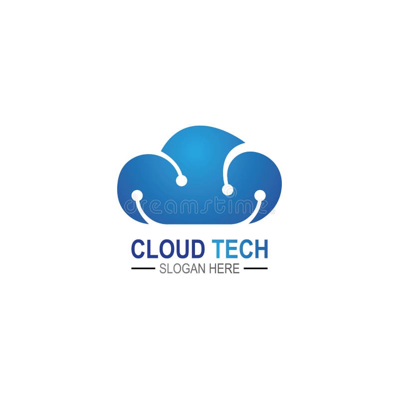 Cloud Technology Logo Icon Template.Cloud Symbol with Circuit Pattern ...