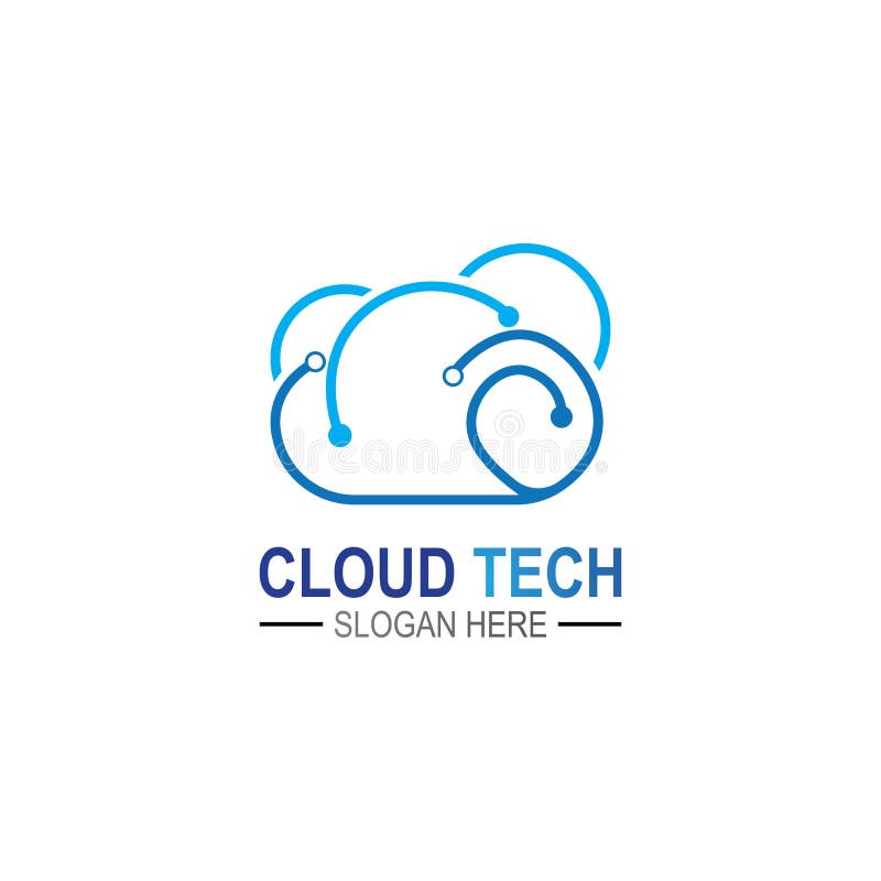 Cloud Technology Logo Icon Template.Cloud Symbol with Circuit Pattern ...