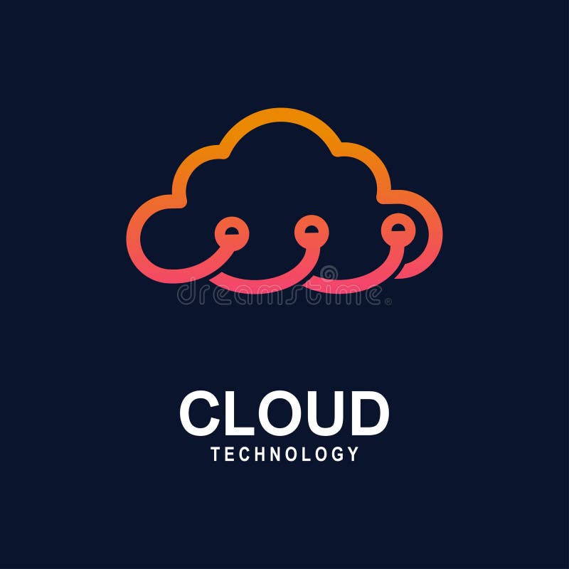 Cloud Technology Logo Icon Template. Cloud Symbol with Circuit Pattern Stock Vector ...