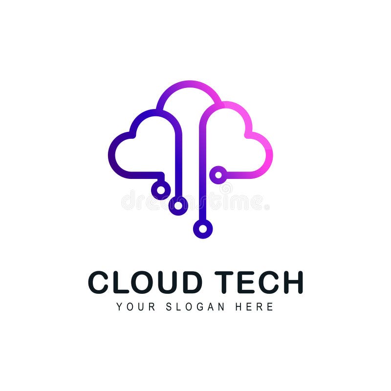 Cloud Technology Logo Icon Template. Cloud Symbol with Circuit Pattern ...