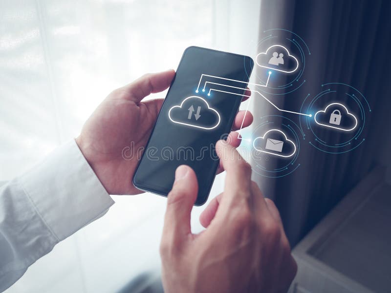 Cloud Technology Network on Mobile Phone Stock Image - Image of ...