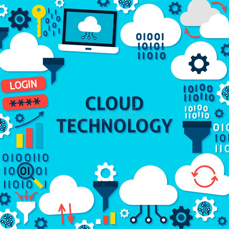 Cloud Technology Paper Template Poster Stock Vector - Illustration of ...
