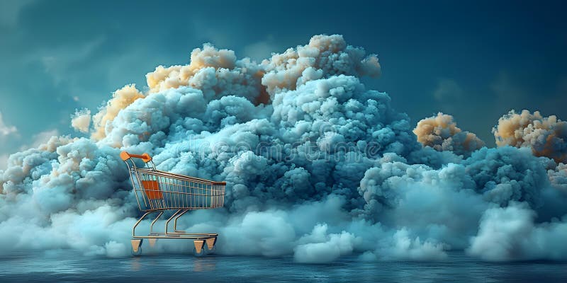 Cloud Technology Powering an Online Shopping Platform. Concept Cloud ...