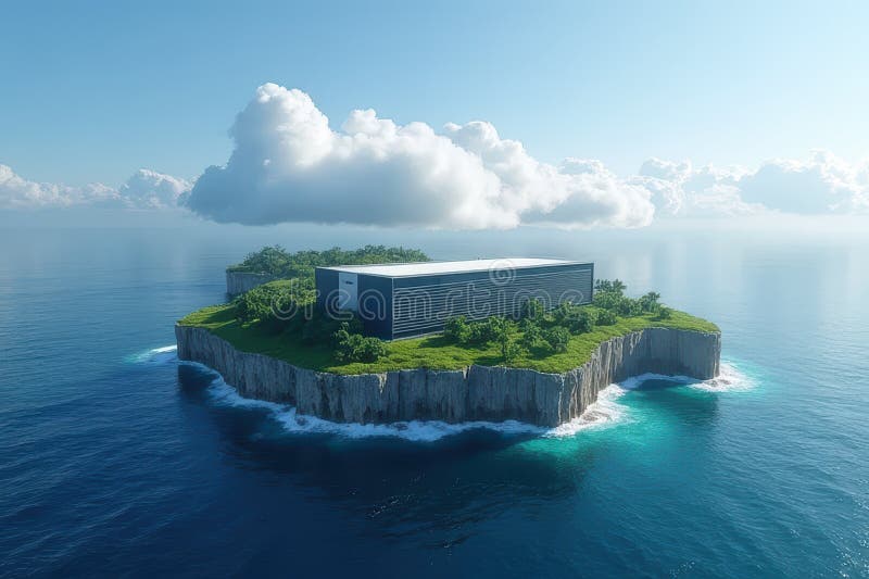 Cloud Technology at Sea stock illustration. Illustration of integration ...