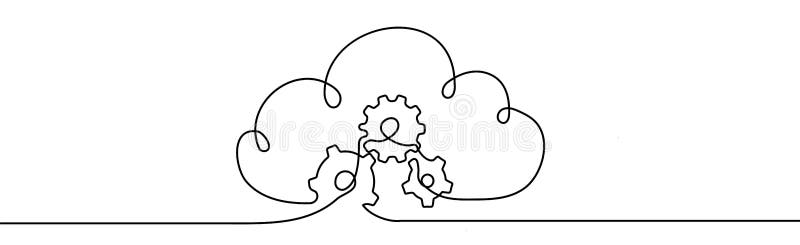 One Line Cloud Icon. Continuous Line Stock Vector - Illustration of ...