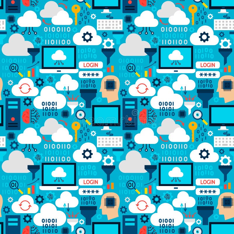 Cloud Technology Tile Pattern Stock Vector - Illustration of binary ...
