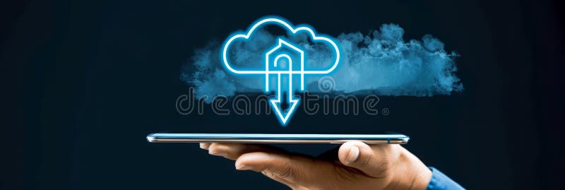 Cloud Technology Transformation Downloading Home, Data, Security ...