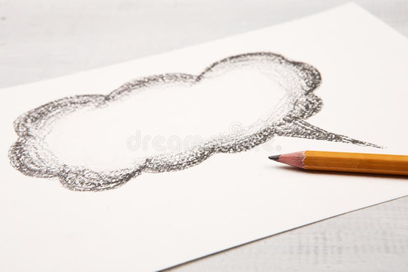 Cloud for a Text Drawn with Pencil Stock Image - Image of cloud, pencil ...