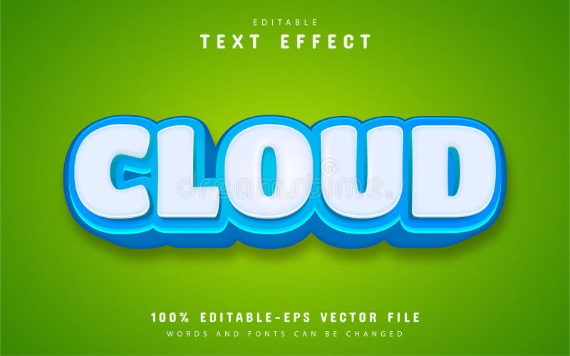 Cloud Text, Editable Cartoon Style Text Effect Stock Vector - Illustration of label, poster ...