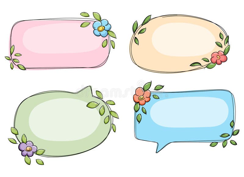 Cloud for Text with Spring Floral Ornament. Vector Hand Drawn Doodle ...