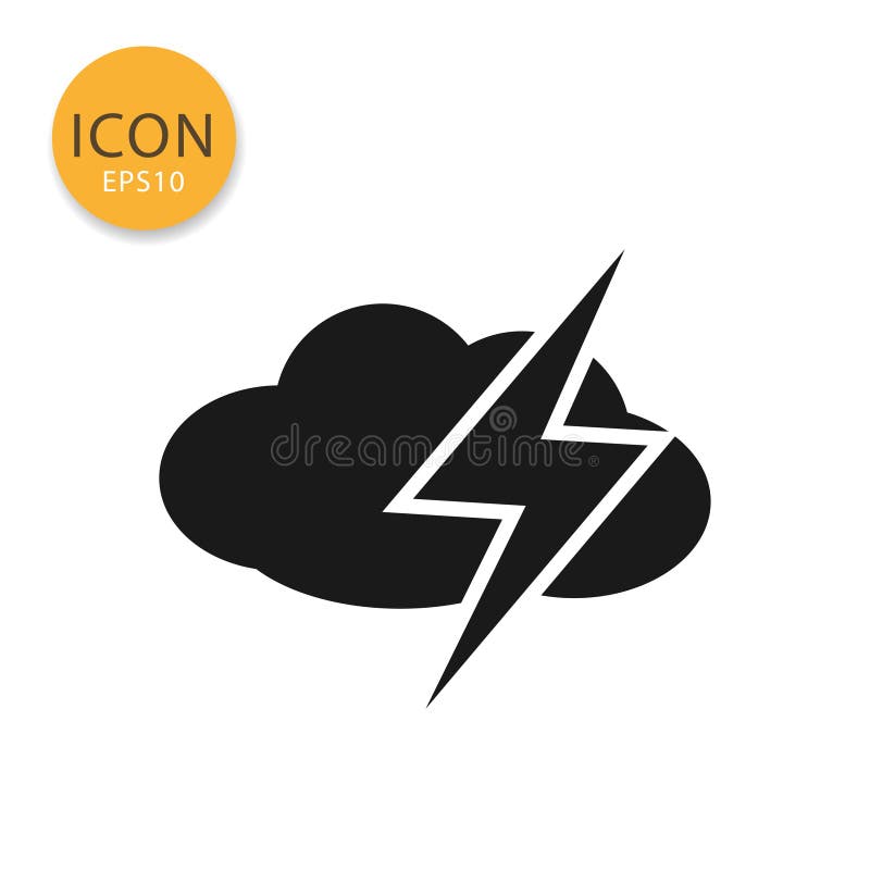 Cloud with Thunder Icon Isolated Flat Style. Stock Vector ...