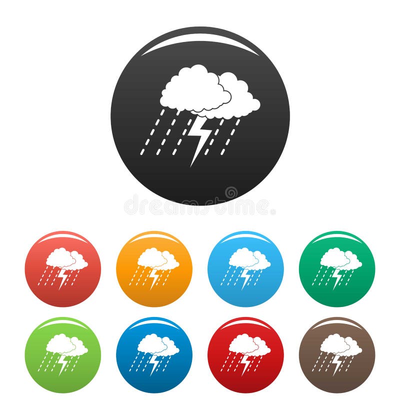 Cloud Thunder Icons Set Color Vector Stock Vector - Illustration of ...