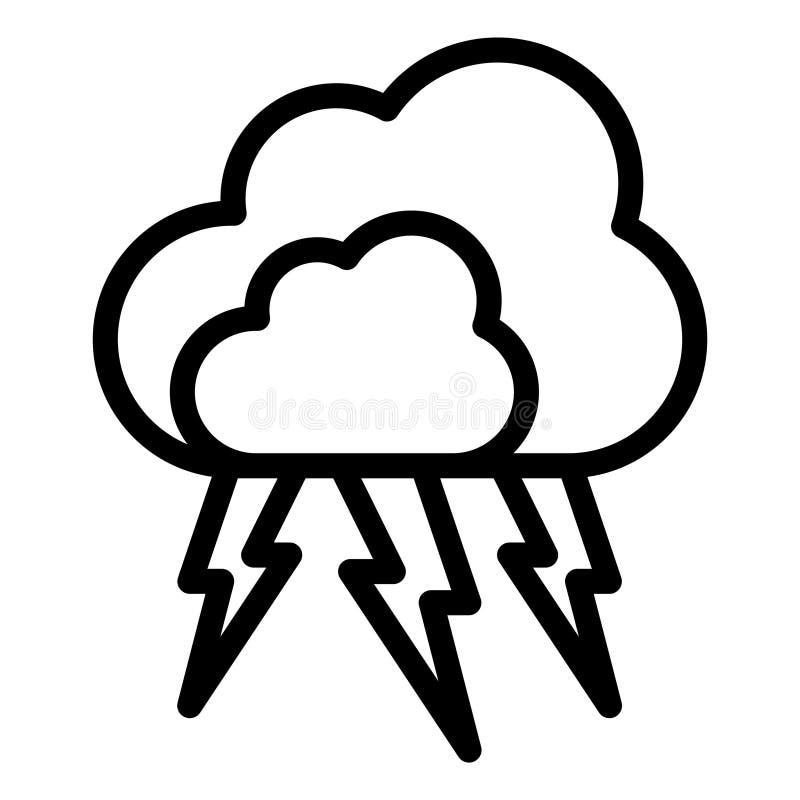 Cloud with Thunder, Lightning Line Icon, Insurance Event Concept ...