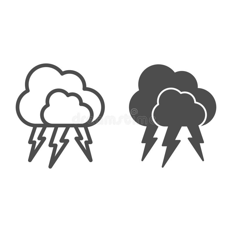Cloud with Thunder, Lightning Line and Solid Icon, Insurance Event ...