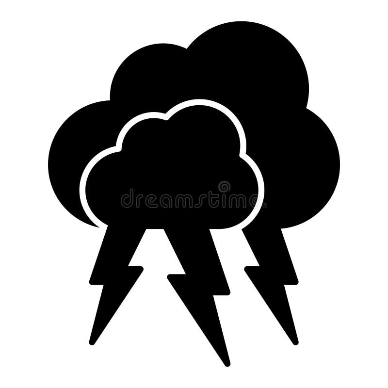 Cloud with Thunder, Lightning Solid Icon, Insurance Event Concept ...