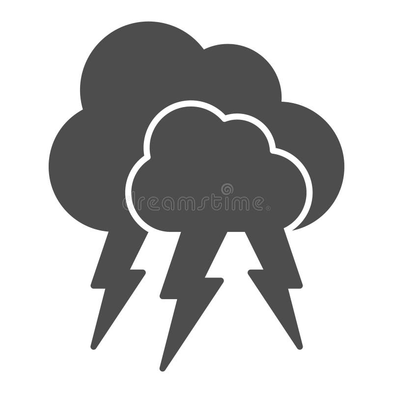 Cloud with Thunder, Lightning Solid Icon, Insurance Event Concept ...