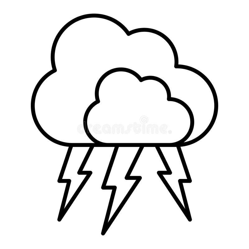 Cloud with Thunder, Lightning Thin Line Icon, Insurance Event Concept ...