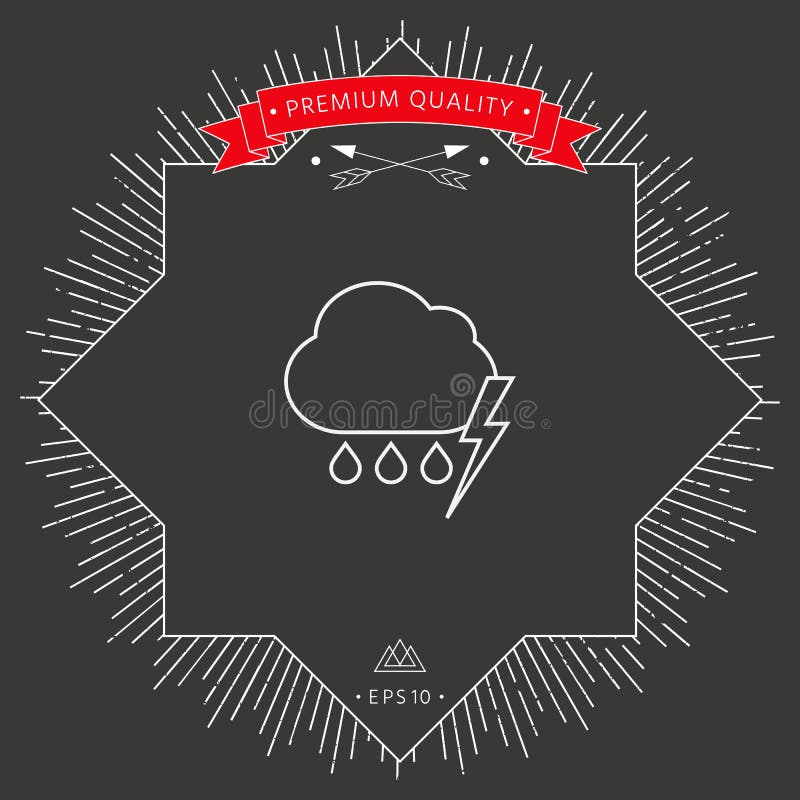 Cloud Thunderstorm Lightning Rain Line Icon Stock Vector - Illustration ...
