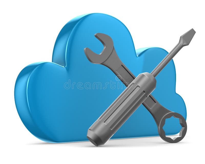 Cloud with Tools. 3D Icon Isolated Stock Illustration - Illustration of ...