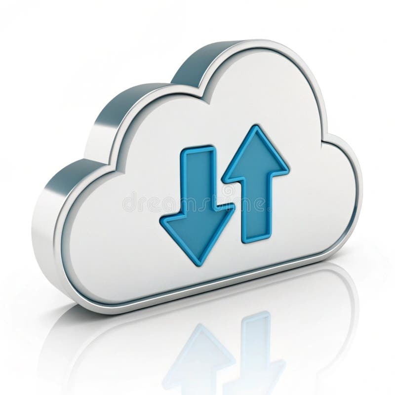Cloud Transfer 3D Icon Isolated on White Background Stock Illustration ...