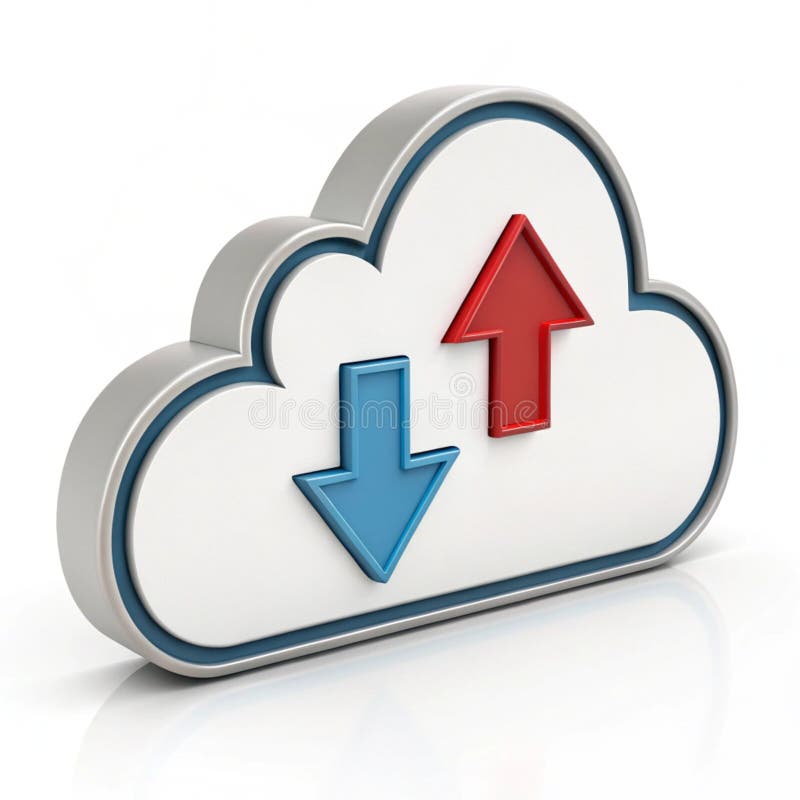 Cloud Transfer 3D Icon Isolated on White Background Stock Illustration ...