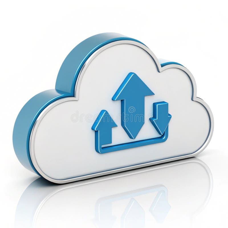 Cloud Transfer 3D Icon Isolated on White Background Stock Illustration ...