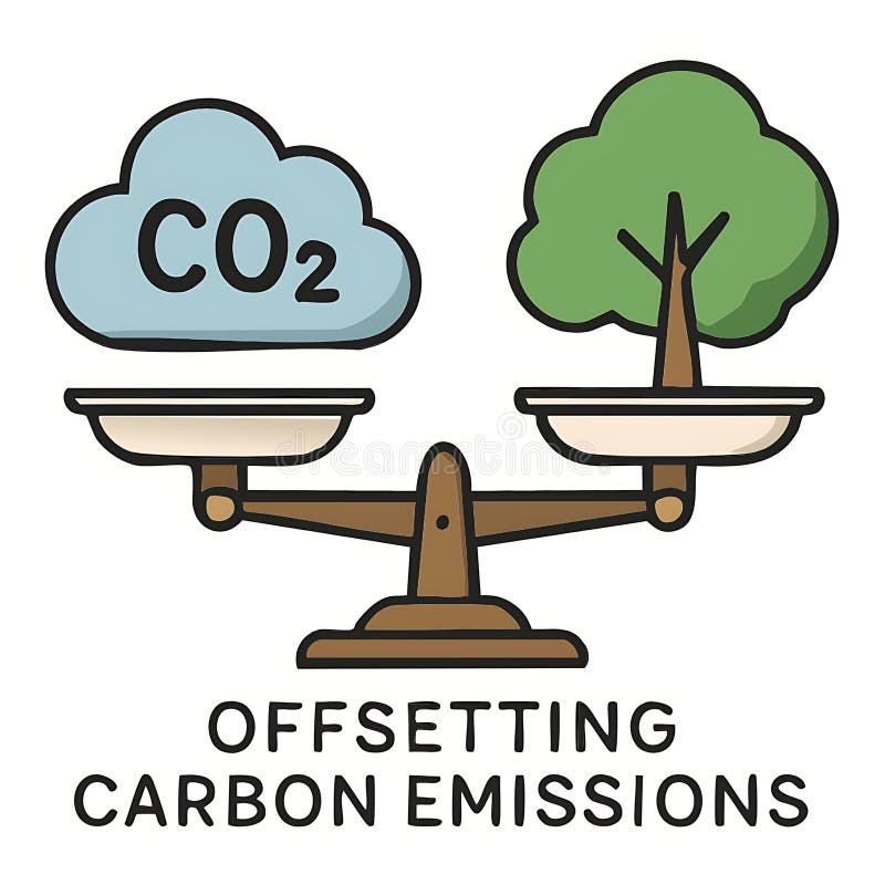 Cloud and Tree on Balance Scale Comparing Carbon Emissions Stock ...