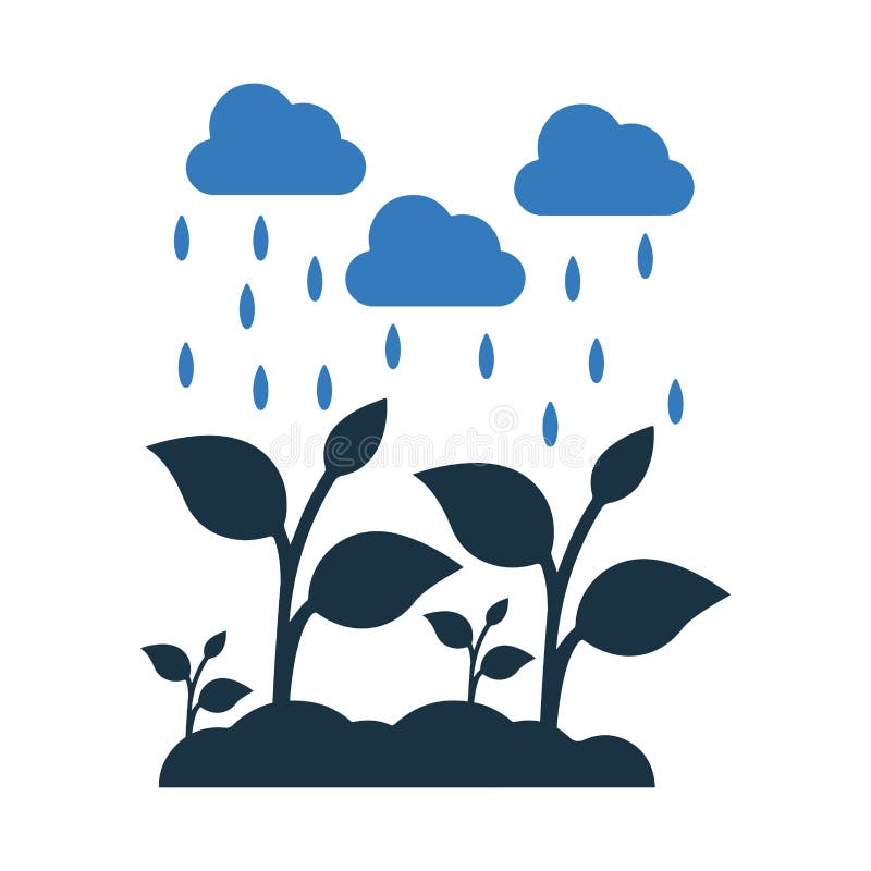 The tree in the rain stock vector. Illustration of drops - 68543352