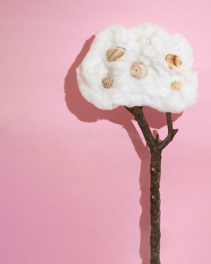 Cloud Tree with Shells Like Leaves.pink Background Concept Design Idea ...