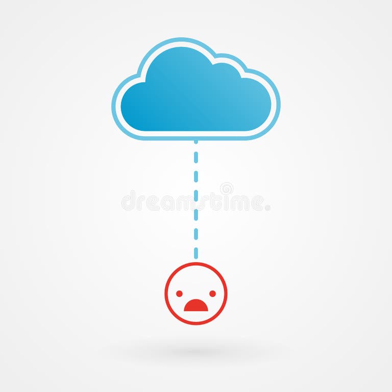 Cloud and Unhappy Smiley. Concept of Unhappiness. Vector Illustration ...