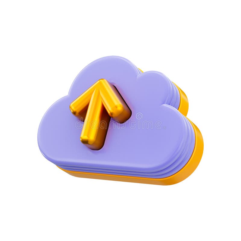 Cloud Upload Icon 3d Render Concept for File Sharing Uploading Stock Illustration - Illustration ...