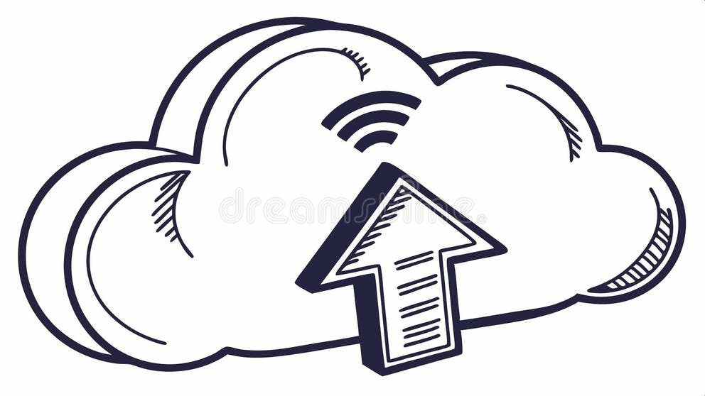 Cloud with Upload Arrow, Cloud Computing Technology Vector Design ...