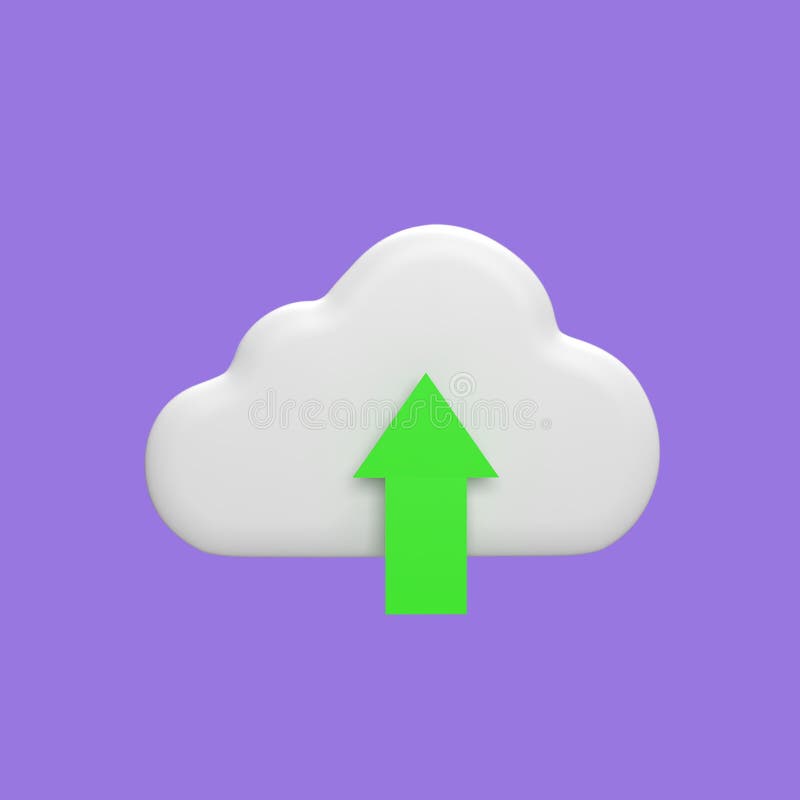 Cloud Upload 3d Icon Model Cartoon Style Concept. Render Illustration ...