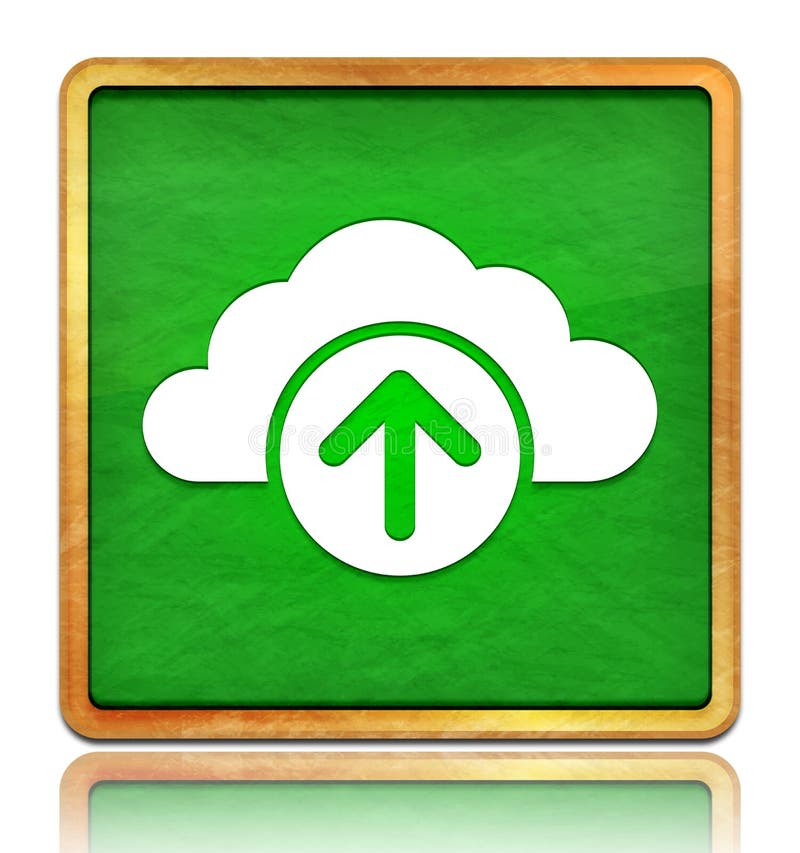 Cloud Upload Icon Chalk Board Green Square Button Slate Texture Wooden ...