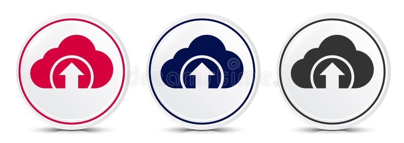Cloud Upload Icon Crystal Flat Round Button Set Illustration Design ...
