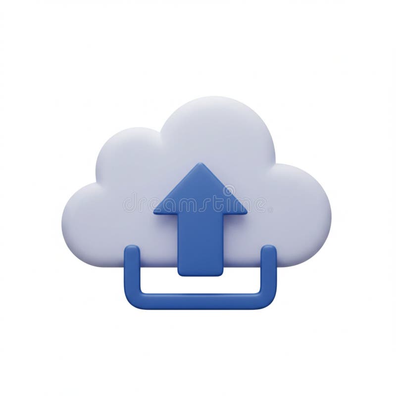 Cloud Upload Icon 3D Render Pastel Blue White Digital Data Storage ...