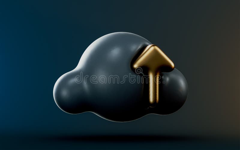 Cloud Upload Icon 3d Render Concept for File Sharing Uploading Stock Illustration - Illustration ...