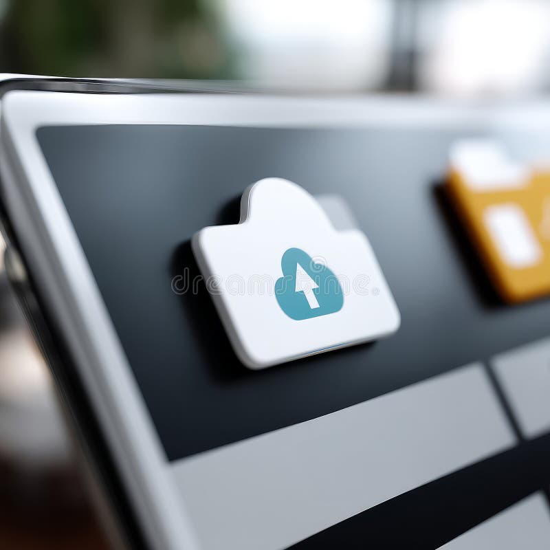 Cloud Upload Icon on a Digital Screen, Symbolizing Online Storage ...