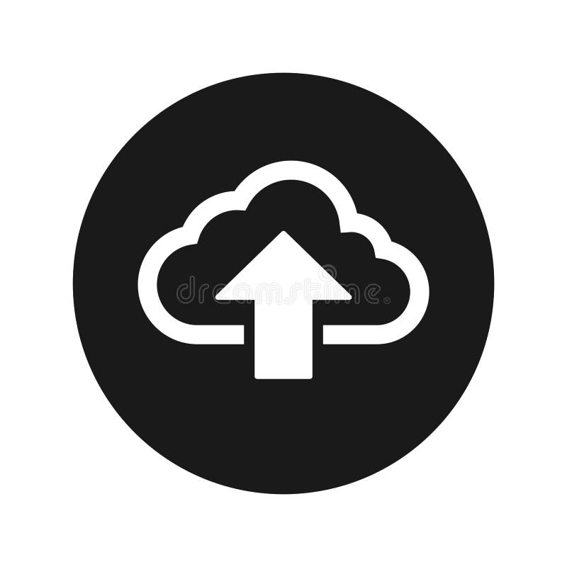 Cloud Upload Icon Flat Black Round Button Vector Illustration Stock ...