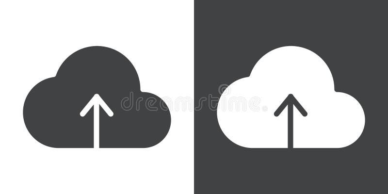 Cloud Upload Icon Flat Set in Black and White Color Stock Vector ...