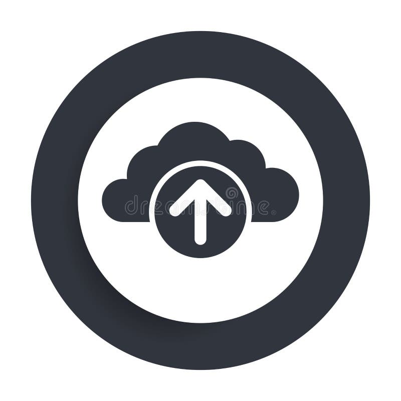 Cloud Upload Icon Flat Vector Round Button Clean Black and White Design Concept Isolated ...